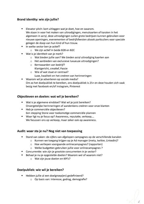 Checklist Brand Identity Wie Zijn Jullie Elevator Pitch Kort