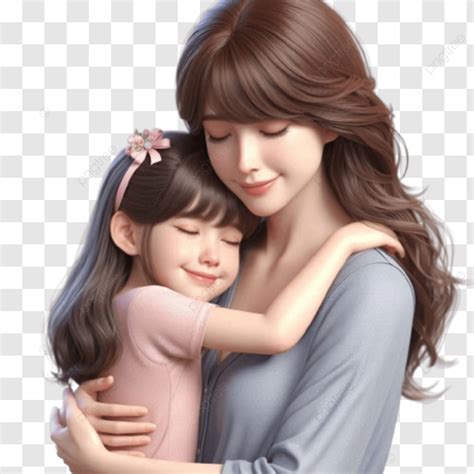 엄마와 딸이 서로 포옹하고 사랑의 애정을 표현하는 따뜻한 클립 아트 투명한 배경 엄마와 딸이 서로 껴안고 있는 훈훈한 클립아트 사랑과 애정을 표현하는 것 투명한 배경