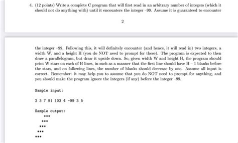 Solved 4 12 Points Write A Complete C Program That Will