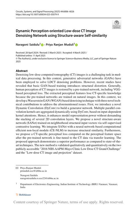 Dynamic Perception Oriented Low Dose Ct Image Denoising Network Using