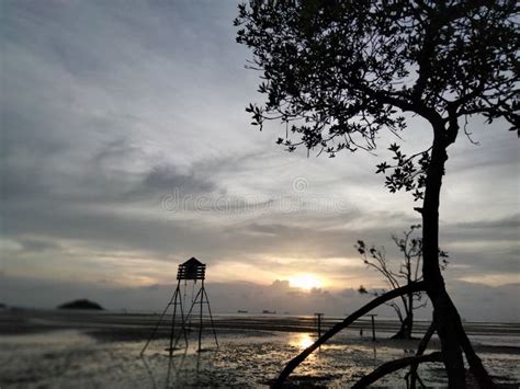 The Sun Sets At Batam Beach Indonesia Stock Image Image Of Beach