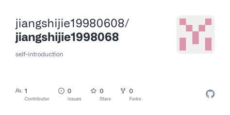 GitHub Jiangshijie Jiangshijie Self Introduction