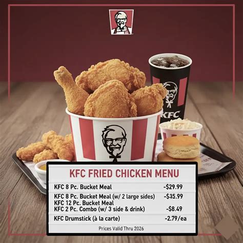 Kfc Fried Chicken Menu With Prices 2026 Kfc Menu