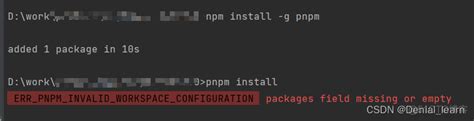 Errpnpminvalidworkspaceconfiguration Packages Field Missing Or