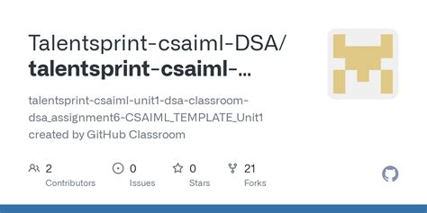 Github Talentsprint Csaiml Dsatalentsprint Csaiml Unit1 Dsa Classroom Dsaassignment6 Csaiml