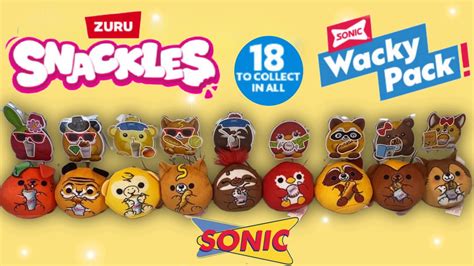 2024 Snackles Sonic Wacky Pack Collection Full Set Of 18 Fast Food