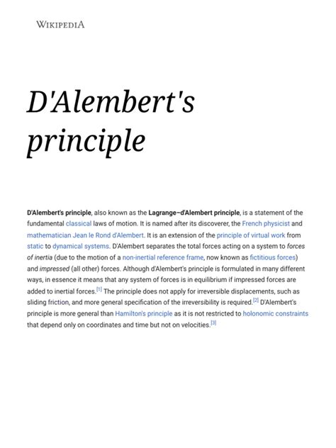 d alembert s principle download free pdf force theoretical physics