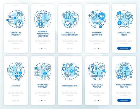 Problem Solving Blue Onboarding Mobile App Page Screen With Concepts Set 2209835 Vector Art At
