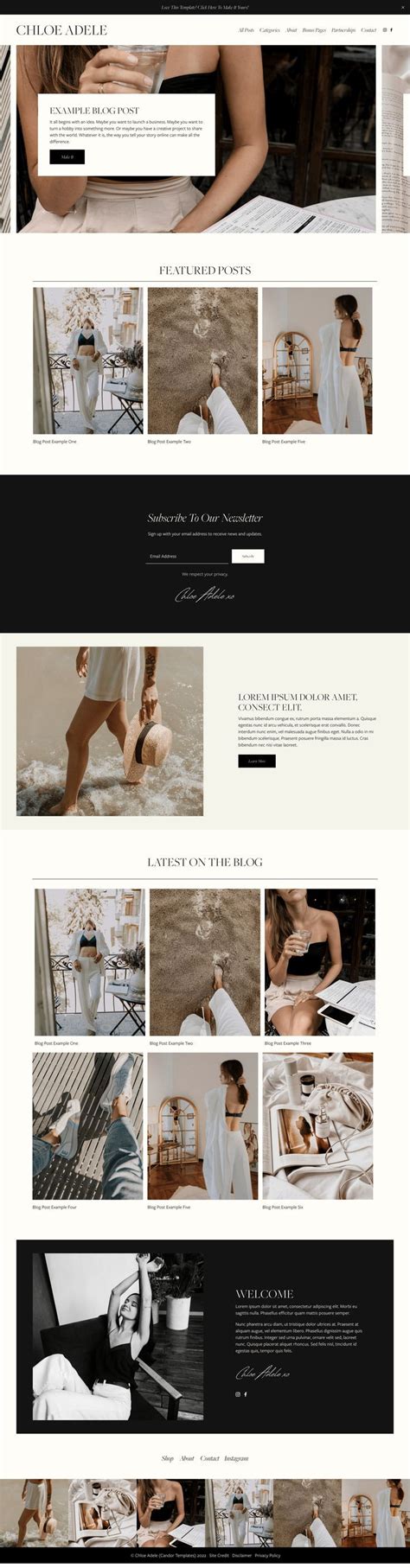 Chloe Adele Template Candour Template Squarespace Templates Squarespace Website Design