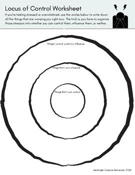 Locus Of Control Worksheet By Mrs Benzingers Science Resources