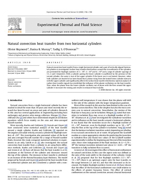Pdf Natural Convection Heat Transfer From Two Horizontal Cylinders