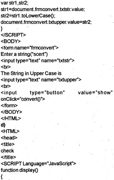 Plus Two Computer Science Chapter Wise Previous Questions Chapter 6 Client Side Scripting Using