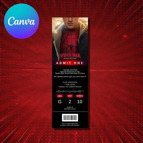 Spiderman Movie Tickets Etsy