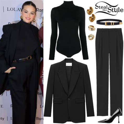 Selena Gomez Black Suit And Bodysuit Steal Her Style