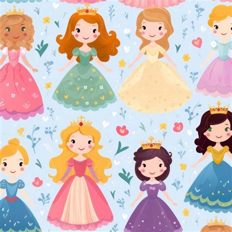Premium Photo Seamless Colorful Princess Pattern