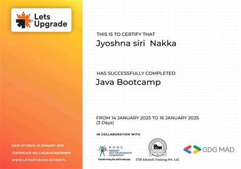 Jyoshna Siri Nakka On Linkedin Java Certification Letsupgrade Skilldevelopment It