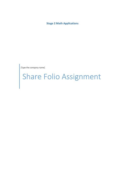 Shares And Investments Folio Assignment Essential Mathematics Year