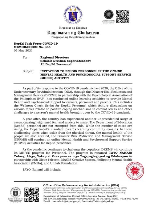 DepEd Task Force COVID Memo No Tayo Naman The Teacher S Craft