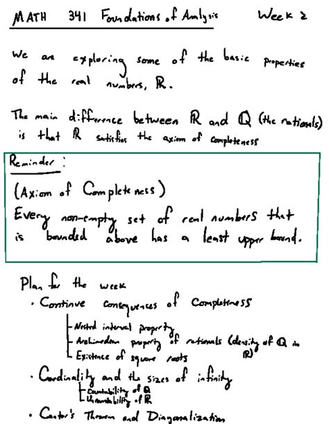 Week 2 Lecture Notes Math 341 Foundations Of Analysis Week 2 We Are