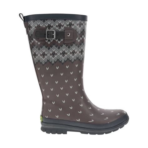Western Chief Womens Fair Isle Tall Rain Boot Taupe Lennys Shoe