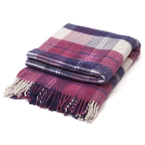 Luxury Plaid Throw Purple Blanket Soft Warm Tartan Wool Twin