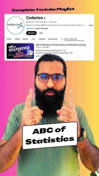 Statistics For Data Science Complete Course On Codanics Youtube Playlist Name Abc Of Statistics