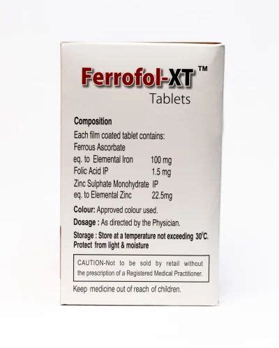 Ferrofol Xt Ferrous Ascorbate Folic Acid And Zinc Sulphate Monohydrate Tablets At ₹ 200 Box In