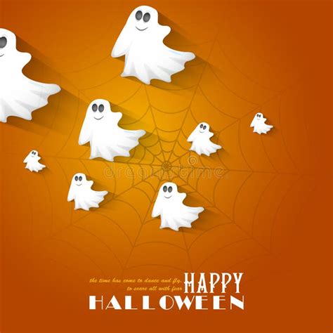 Halloween Background With Flying Boo Ghost Stock Vector Illustration