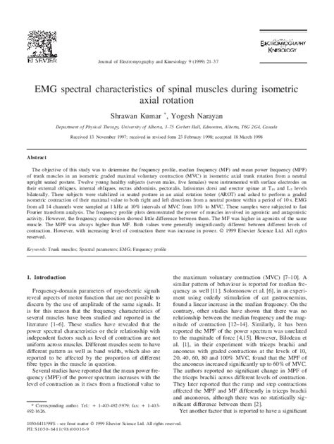 Pdf Emg Spectral Characteristics Of Spinal Muscles During Isometric