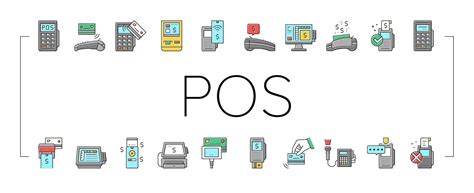 Pos Terminal Device Collection Icons Set Vector 18995384 Vector Art At Vecteezy