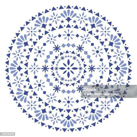 멕시코 벡터 만다라 디자인 멕시코의 민속 예술에서 영감을 얻은 꽃과 추상적 인 모양의 민속 예술 보헤미안 패턴 0명에 대한 스톡 벡터 아트 및 기타 이미지 Istock