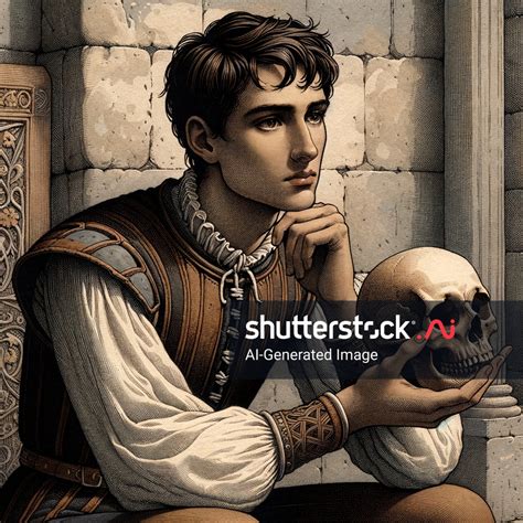 Medieval Artistic Image Hamlet Holding Skull Ai Generated Image