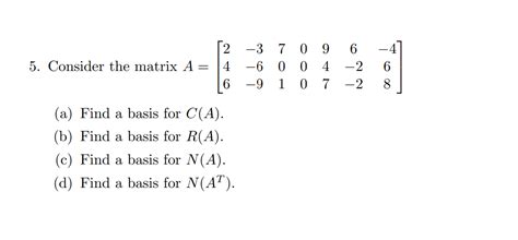 Solved Consider The Matrix Chegg