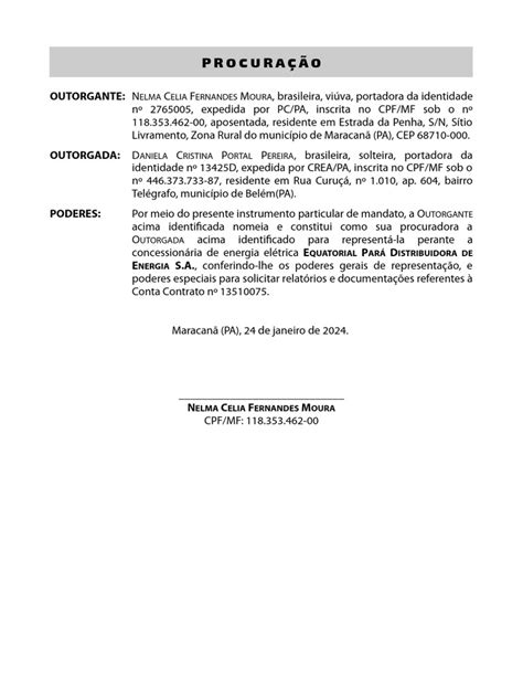 Procuracao Equatorial Nelma Daniela Pdf