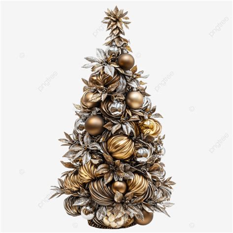 금색과 은색 장식품을 갖춘 우아한 갈색 크리스마스 트리 크리스마스 트리 장식 휴일 Png 일러스트 및 이미지 에 대한 무료 다운로드 Pngtree