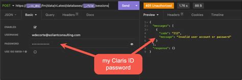 how to log into claris server api and claris server webdirect