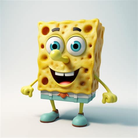 Premium Photo 3d Spongebob Squarepants Model On White Isolated Background