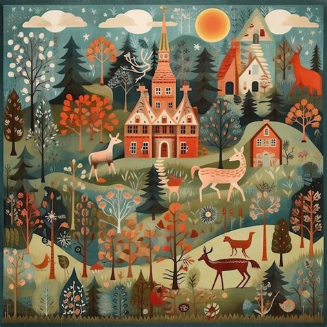 Premium Ai Image Scandinavian Art Style Illustration