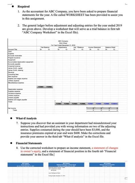 Solved Solutions Worksheet Financial Statements 8 Use The