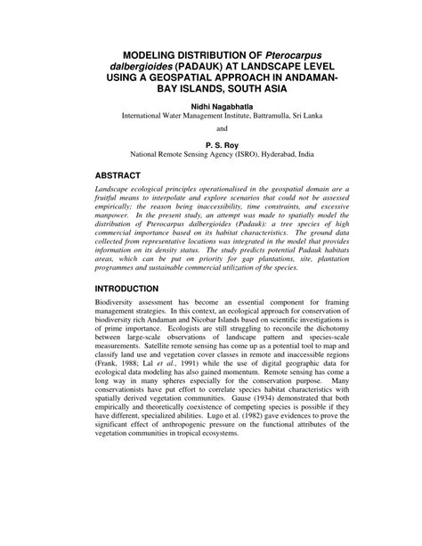 Pdf Modeling Distribution Of Pterocarpus Dalbergioides Padauk At