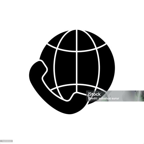 지구와 전화 아이콘 그림입니다 글리프 아이콘 스타일입니다 앱 웹 사이트 모바일 앱에 적합합니다 통화와 관련된 아이콘 간단한 벡터 디자인 편집 가능 검사 보기에 대한 스톡