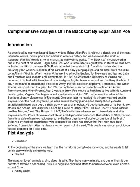 Comprehensive Analysis Of The Black Cat By Edgar Allan Poe Pdf Clause