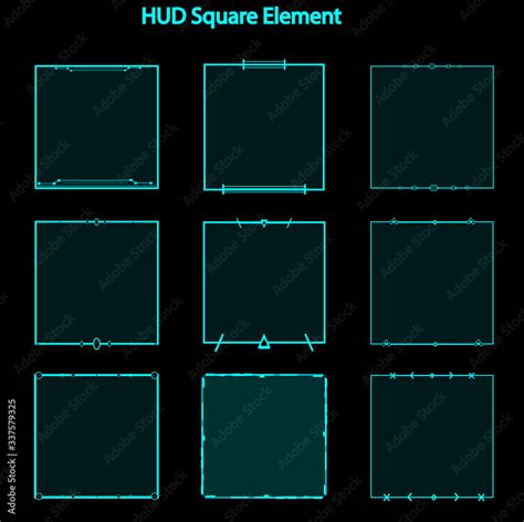 Set Of Hud Square Elements Futuristic Sci Fi Modern User Interface Set Hud Square Elements Head