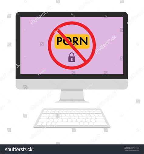 Porn Prohibited Sign On Computer Screen Stock Illustration