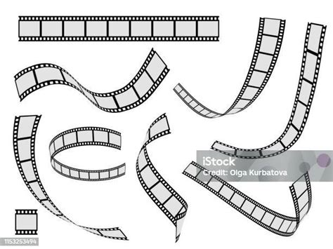필름 스트립 세트입니다 시네마 스트립 롤 35mm 빈 슬라이드 프레임 사진 비디오 흑백 사진 네거티브 빈티지 미디어 벡터 영화 디자인 영화에 대한 스톡 벡터 아트 및 기타