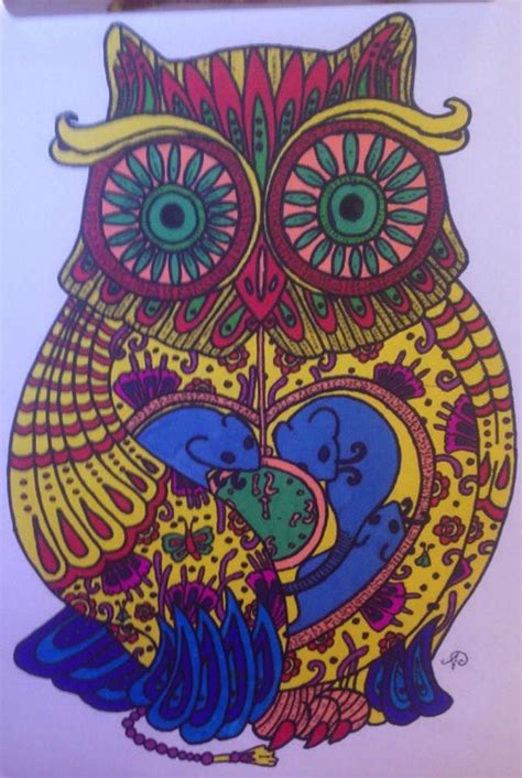 Colorful Owl Face Drawing