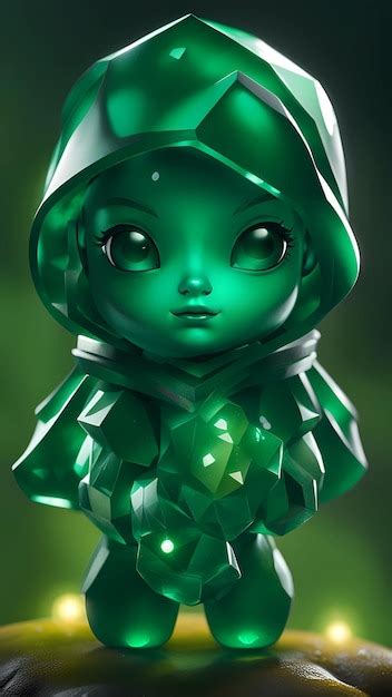 Premium Ai Image Emerald 3d Cartoon Character Illustration