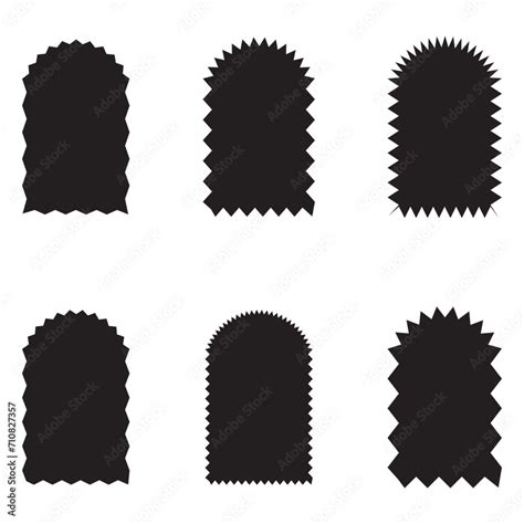 Wavy Edge Rounded Rectangle Icon Set A Group Of 6 Rectangular Shapes