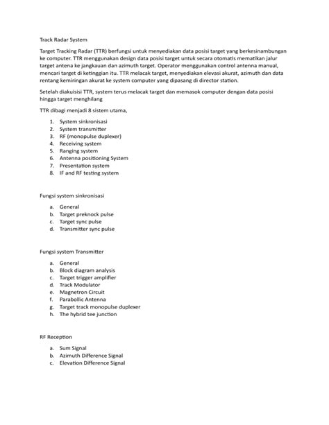 Sistem Radar Pelacak Target Ttr