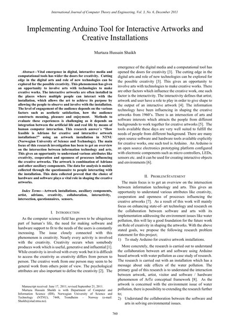 Pdf Implementing Arduino Tool For Interactive Artworks And Creative Installations